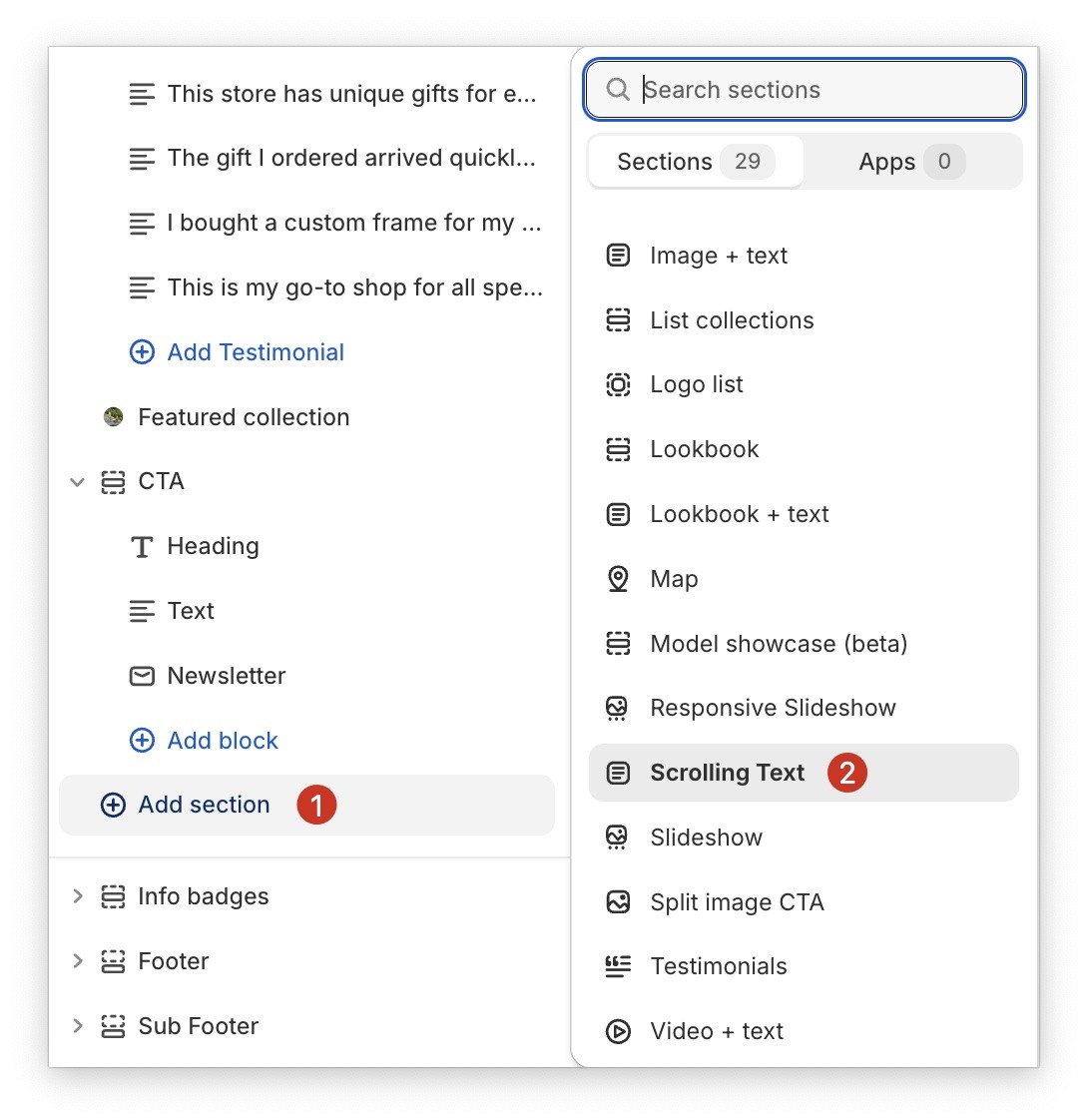 Scrolling Text Section